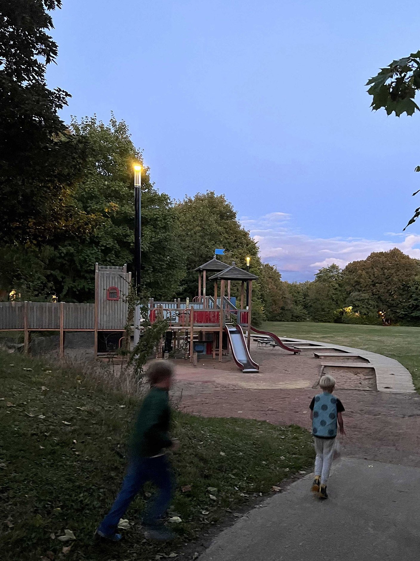 Solar lighting for a playground in Lund Selux