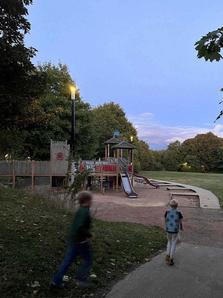 Solar lighting for a playground in Lund Selux